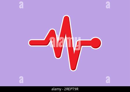 Character flat drawing heart pulse with love shape logo, label, symbol ...