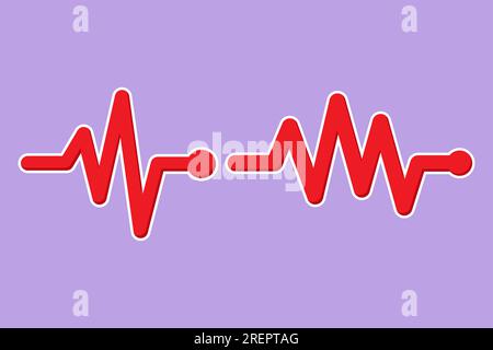Cartoon heartbeat line pulse, wave. Heart cardiogram. Drawing rhythm ...