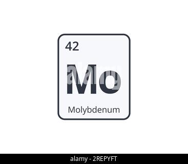 Molybdenum, Mo, periodic table element with name, symbol, atomic number ...