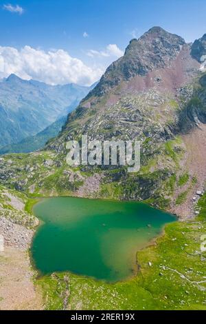 Aerial view of Lago Bianco of Val Vogna. Riva Valdobbia, Valsesia ...