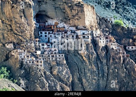 Phuktal Monastery built right into the side of a cliff, seen on a trek ...