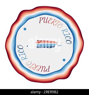 Puerto Rico Badge. Round logo of country with triangular mesh map and ...