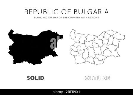 Blank political map of Bulgaria. Administrative divisions - states ...