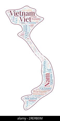 Vietnam country shape word cloud. Typography style country illustration ...