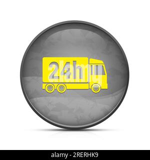 Delivery icon on classy splash blue round button Stock Photo - Alamy