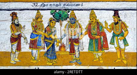 Wedding of Rama and Sita. Wall painting in Bundi palace, 18 century ...