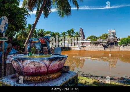 Sri Karpaga Vinayakar Temple with sacred tank oorani at Pillaiyarpatti ...