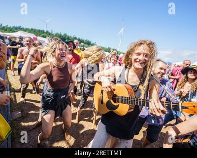 Breitenbach, Germany. 29th July, 2023. Visitors dance to reggae music ...
