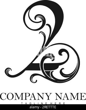 Engraved elegance beautiful number 2 monogram logo vector illustrations ...
