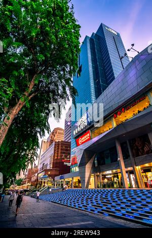 Facade of Wisma Atria shopping mall along Orchard Road, district 9 ...