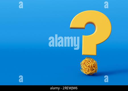 Tangled knot of string with a question mark. Mental health and solution ...