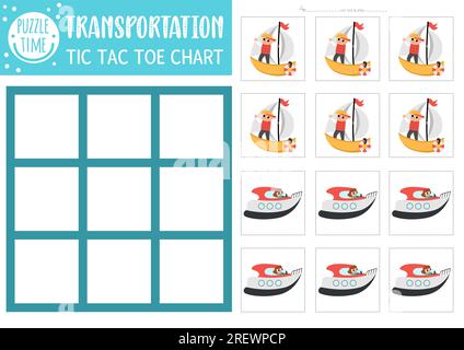 Vector transportation tic tac toe chart with helicopter and plane ...