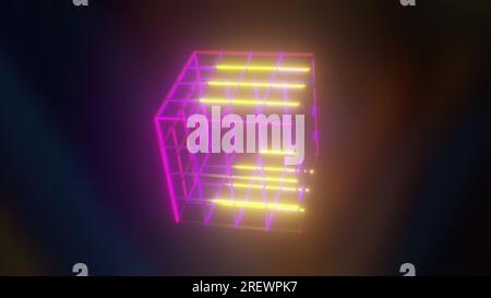 Wireframe sci fi cube. Computer generated 3d render Stock Photo - Alamy