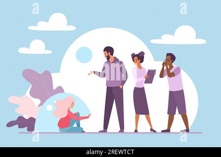 Person setting personal boundaries vector illustration. Cartoon ...