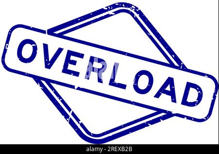 Grunge blue overload word rubber seal stamp on white background Stock ...