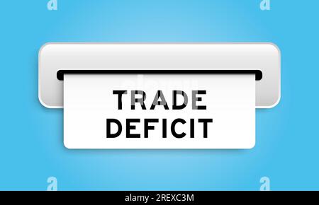 White coupon banner with word trade-off from machine on blue color ...