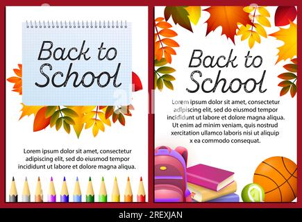 Back to school letterings in frames, stationery, calculator Stock ...