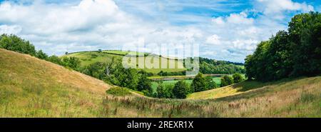 Sharpham Meadows and Marsh over River Dart, Totnes, Devon, England ...