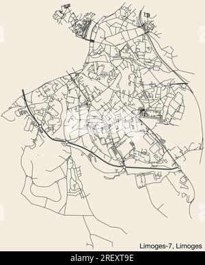 Street roads map of the LIMOGES-5 CANTON, LIMOGES Stock Vector Image ...