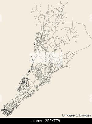 Street roads map of the LIMOGES-5 CANTON, LIMOGES Stock Vector Image ...