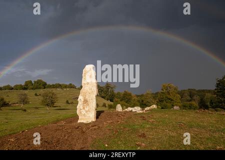 Rainbow over the Dolmen, Megalithic Park of Legaire, Campas de Legaire ...