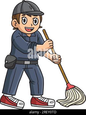 Labor Day Janitor Cleaning Colored Cartoon Stock Vector Image & Art - Alamy