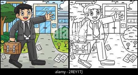 Labor Day Office Worker Coloring Page for Kids Stock Vector Image & Art ...