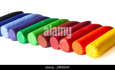 Coloured chunky wax crayons with a white background Stock Photo - Alamy