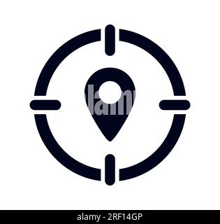 Map pin and position mark with crosshair for map and route navigation ...