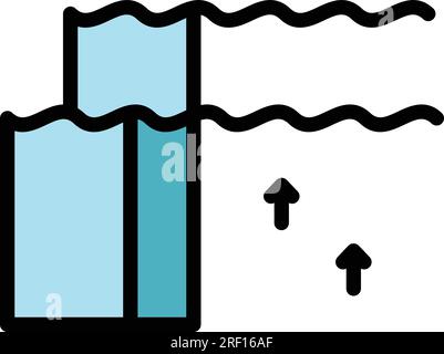 Liberty sea level icon outline vector. Climate change. Global flood ...