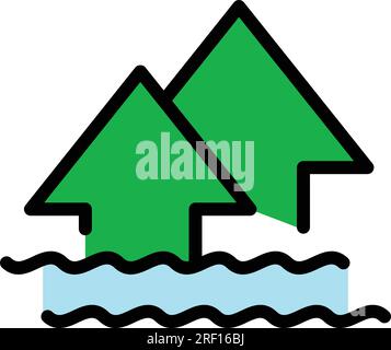 Liberty sea level icon outline vector. Climate change. Global flood ...