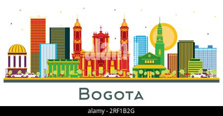 Colombia, Bogota city skyline isolated vector illustration, icons Stock ...