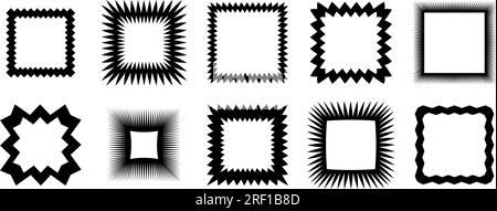 Zig zag edge rectangle frames collection. Jagged rectangular borders ...