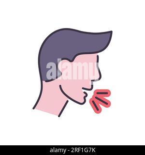 Cough related vector icon. Coughing man head. Cough sign. Isolated on ...