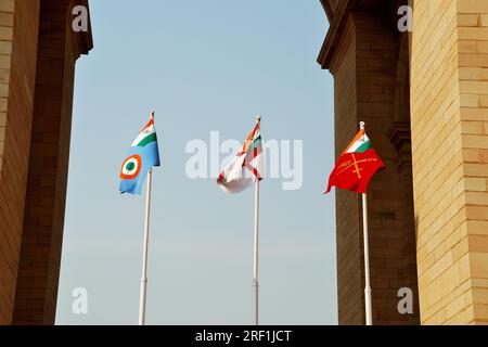 Flags of the three Armed Forces of India, India Gate, New Delhi, India ...