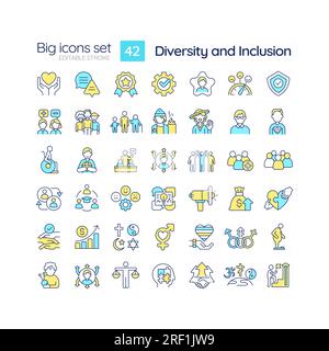 Inclusion and diversity concept color icons. Silhouettes of people icon ...
