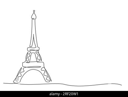 Eiffel tower One line drawing on white background Stock Vector Image ...