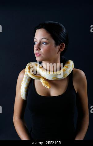 Woman with Indian Python Stock Photo - Alamy