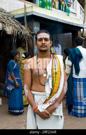 A temple priest in Lord Murugan Temple at Thiruttani Tiruttani Tirutani ...