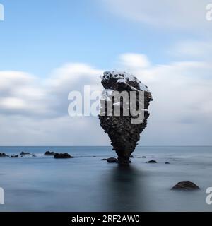 Long exposure shot of Daikoku-iwa sea rock, Yoichi, Hokkaido, Japan ...