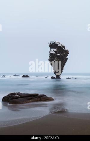 Long exposure shot of Daikoku-iwa sea rock, Yoichi, Hokkaido, Japan ...