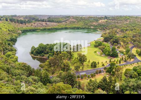 Valley Lake viewed from the Potters Point Lookout on a day, Mount ...