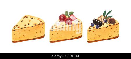 Watercolor dessert, piece mango mousse cake. Hand-drawn illustration ...