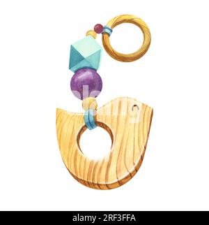 Watercolor Kids Toys Clipart. Wooden Toys Clipart Stock Photo - Alamy