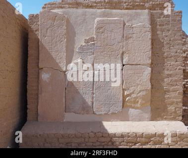 architectural detail seen on Deir el-Hagar Temple in Egypt Stock Photo ...