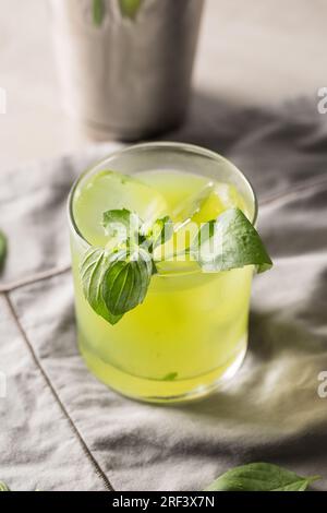 Gin Basil Smash Cocktail booze gin, lemon juice, syrup and basil leaves ...