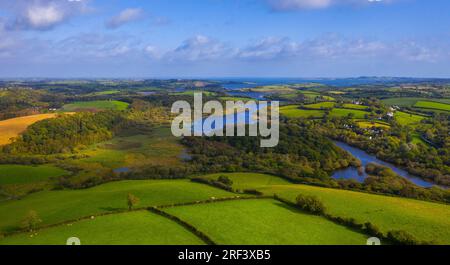 Aerial of the Quoile Estuary, Downpatrick, County Down, Northern ...