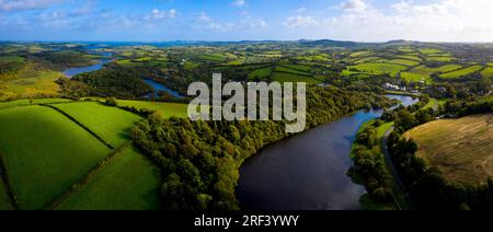 Aerial of the Quoile Estuary, Downpatrick, County Down, Northern ...