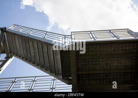 steel metal ladder made of strong metal and has an uneven structure of ...
