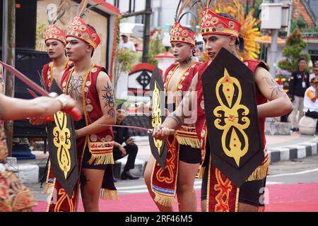 Ruai dance from West Kalimantan at BEN Carnival. This dance tells about ...